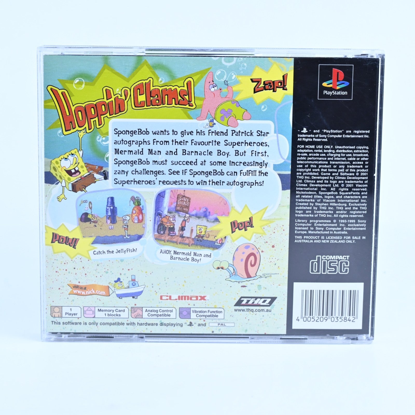 SpongeBob SquarePants: SuperSponge - PS1 Game + Manual - PAL - MINT DI ...